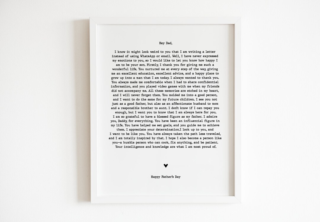Personalized Letter to Dad Print: Birthday Gift (A4 PDF & JPG) - Etsy