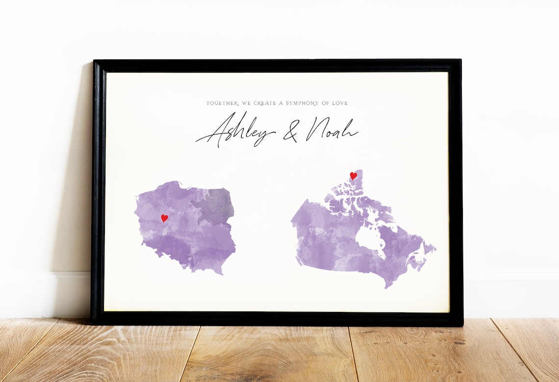 Custom Love Map Printable Long Distance Relationship Map - Etsy