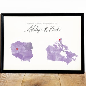 Custom Love Map Printable, Long Distance Relationship Map, Long ...