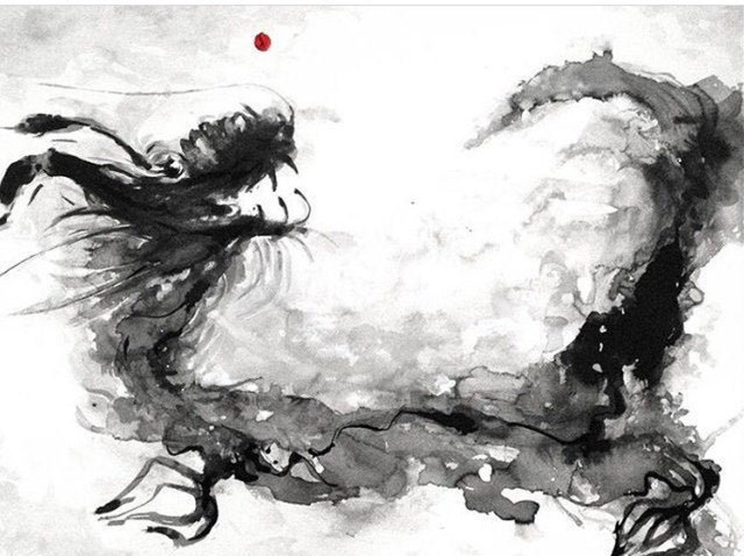 FINE ART « dragon Sumi-e » Limited Edition Giclée Print. Encre De Chine ...