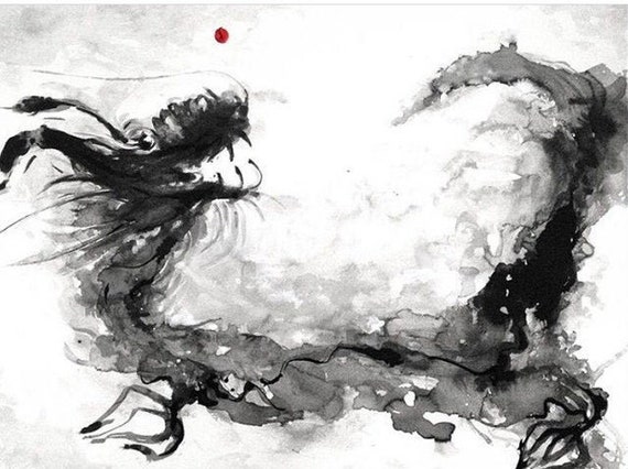 FINE ART dragon Sumi-e Limited Edition Giclée Print. Encre | Etsy