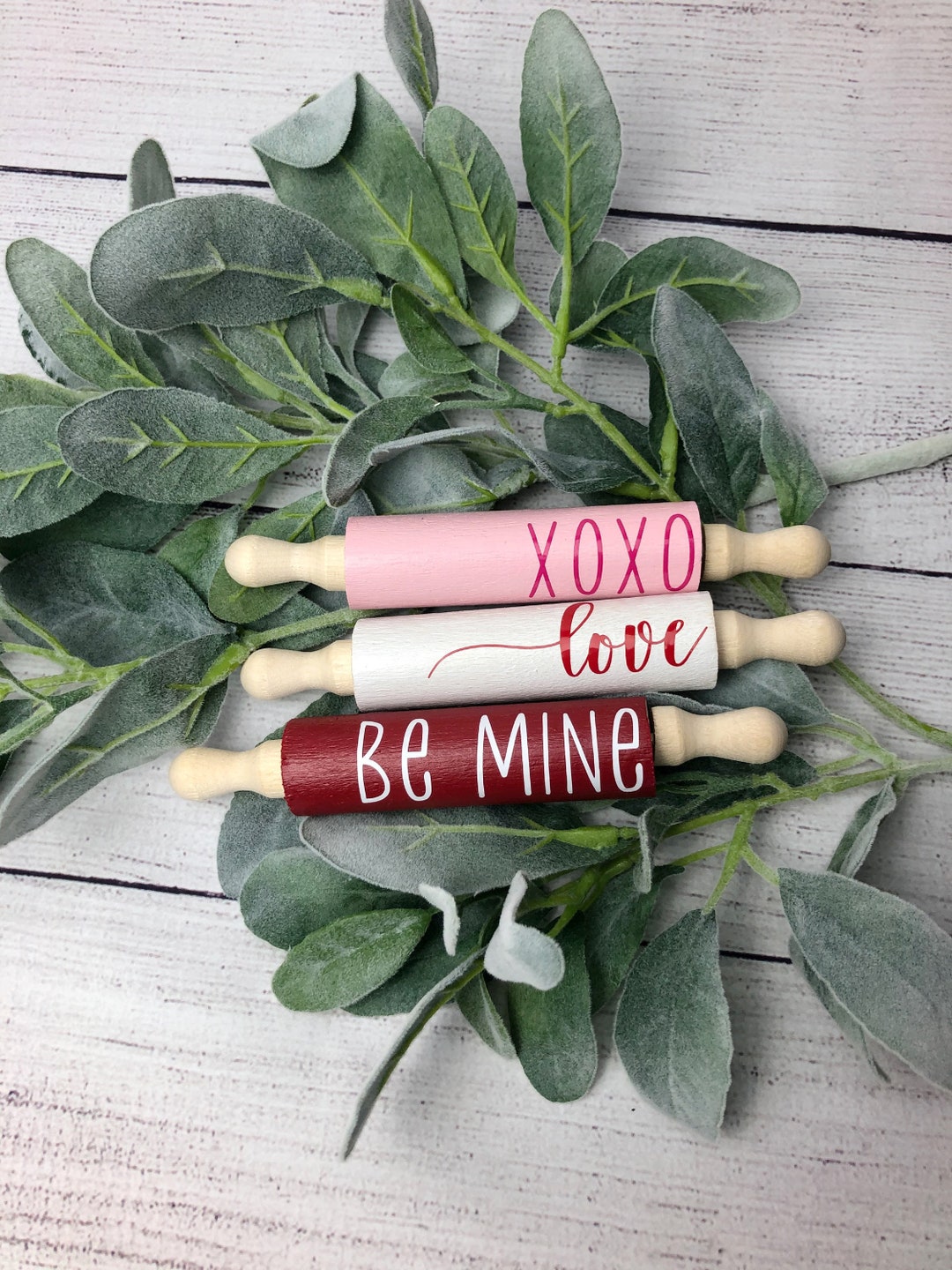 Valentine's Day Mini Wooden Rolling Pins Tiered Tray Valentine Décor ...