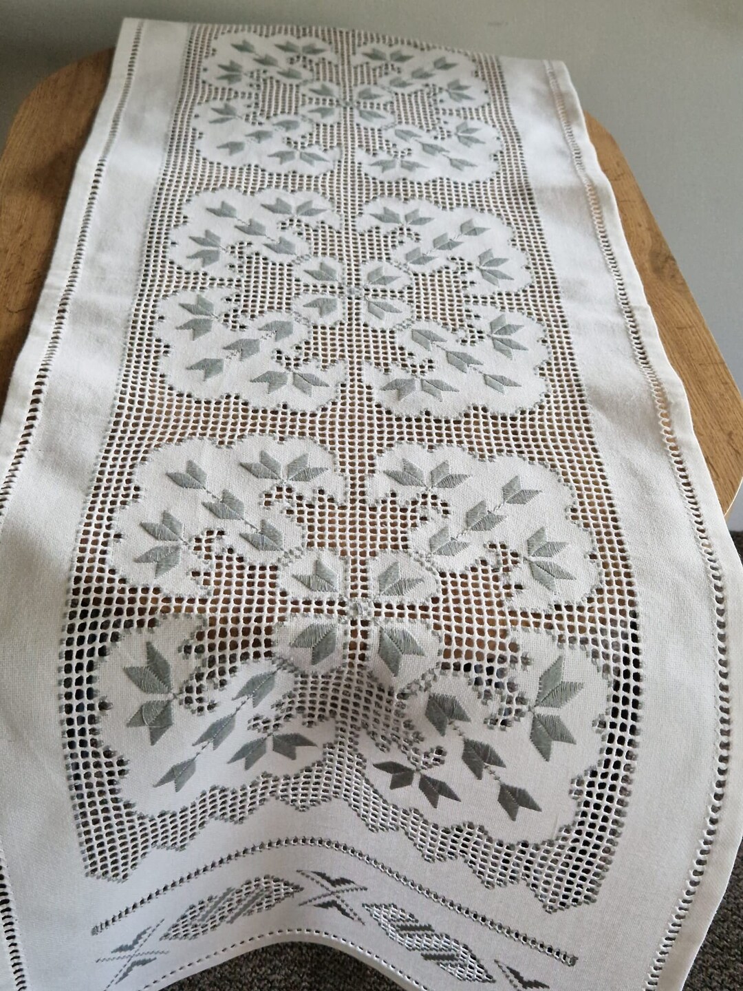 Light Grey Hardanger Table Runner From Transylvania - Etsy