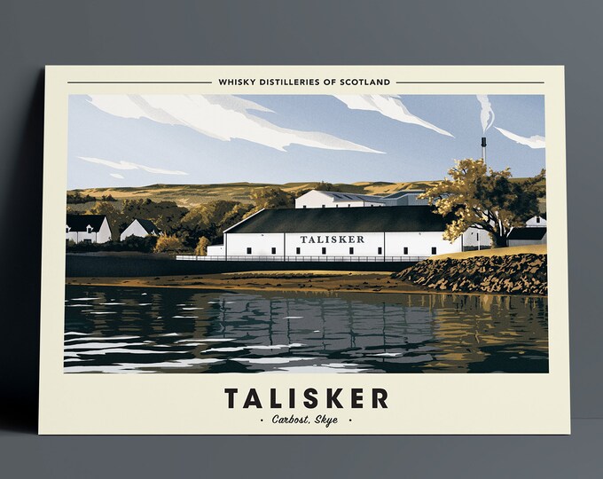 Vintage Travel Poster Art Whisky Distillery Print Scotland Talisker ...