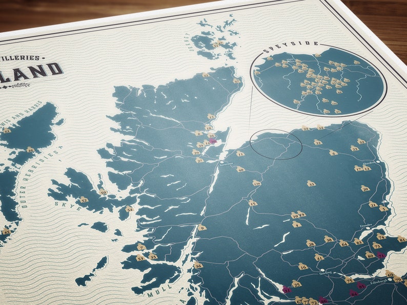 Whisky Map of Scotland – Distilleries Map Poster, Scottish Scotch ...