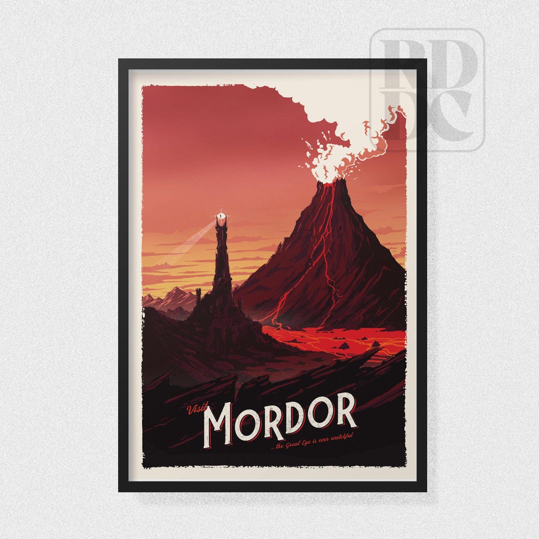 Mordor Travel Poster - Vintage Travel Poster Art - Lord of the Rings ...