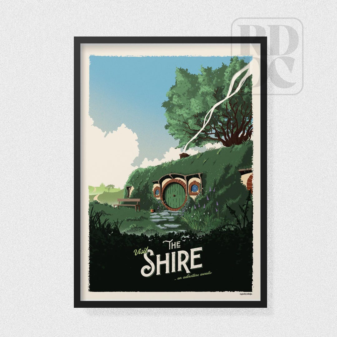 The Shire Travel Poster – Vintage LOTR Hobbiton Art Print - Etsy UK
