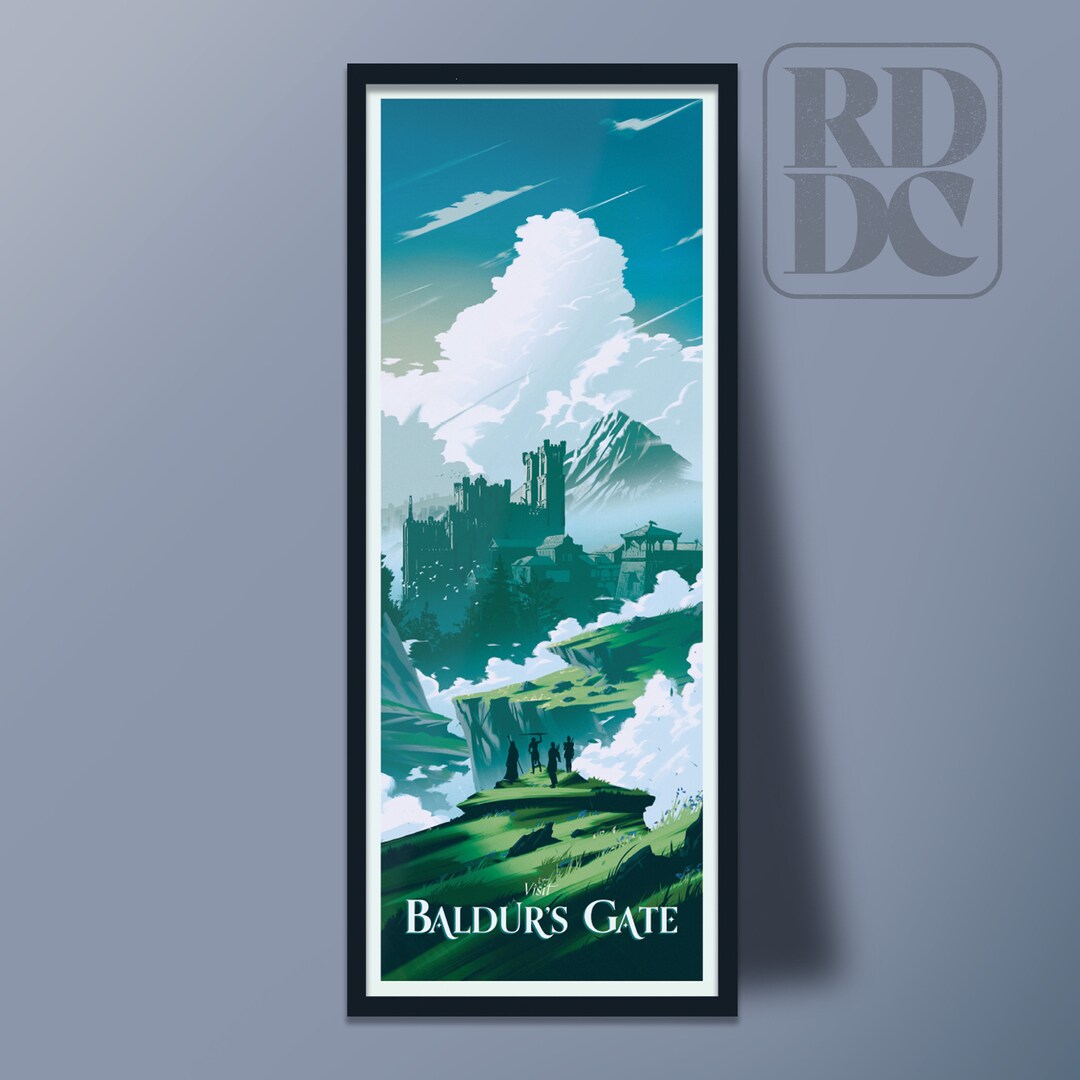 Baldurs Gate Travel Poster – Vintage Dnd Art Print, Fantasy Game Wall ...