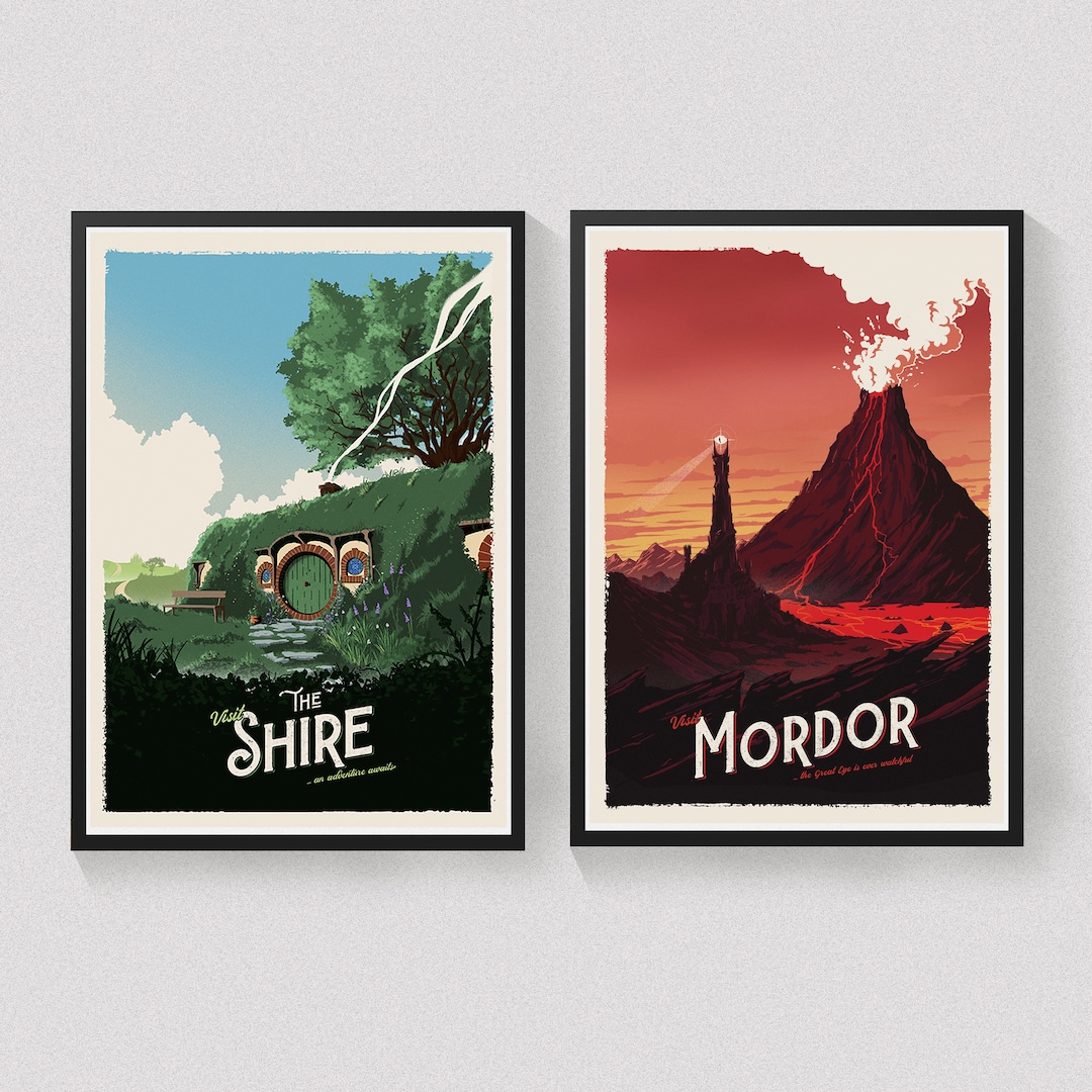 Multibuy Offer - Lord of the Rings Poster Set - Vintage Travel Poster ...