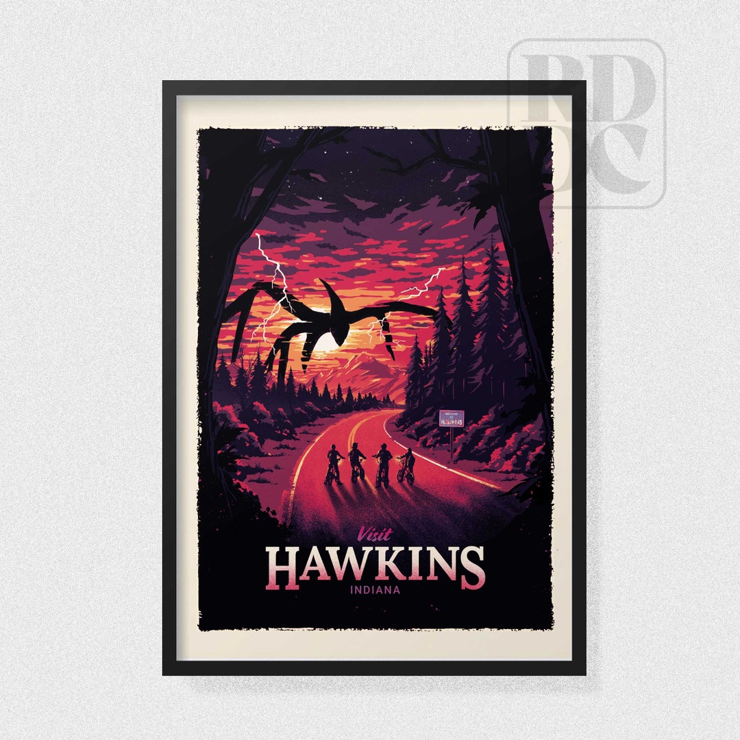 Stranger Things 'visit Hawkins' Travel Poster - Travel Poster Art ...