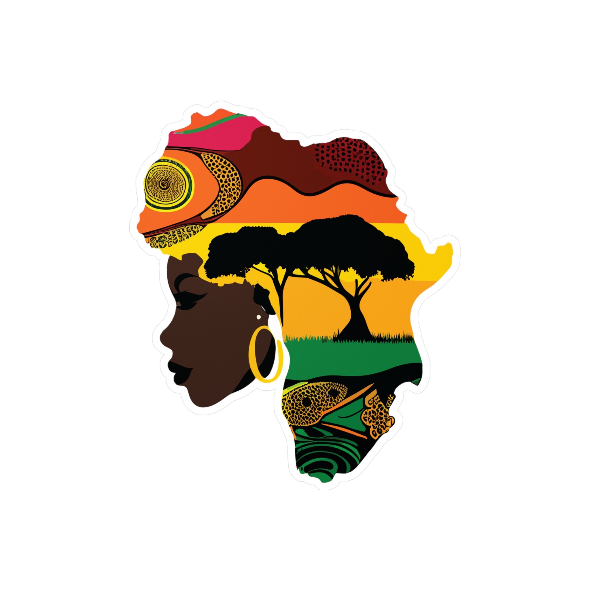 Black Women Africa Afro Vinyl Sticker - Etsy