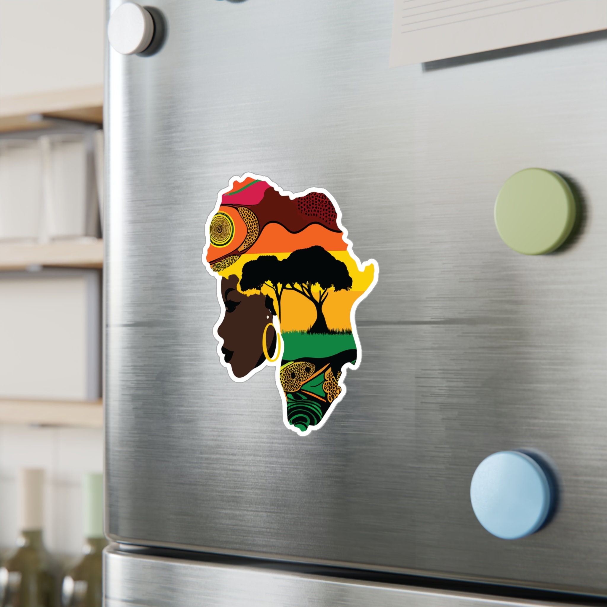 Black Women Africa Afro Vinyl Sticker - Etsy