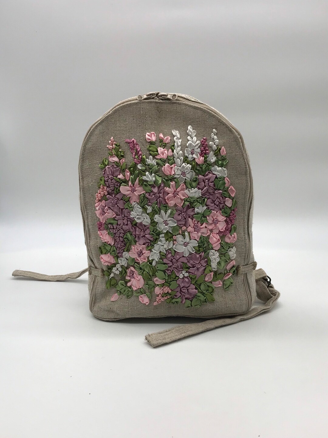 The Backpack is Embroidered With Handmade Ribbons. - Etsy