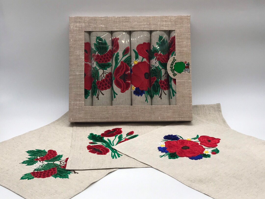 A Set of Ukrainian Napkins With Flowers - Etsy