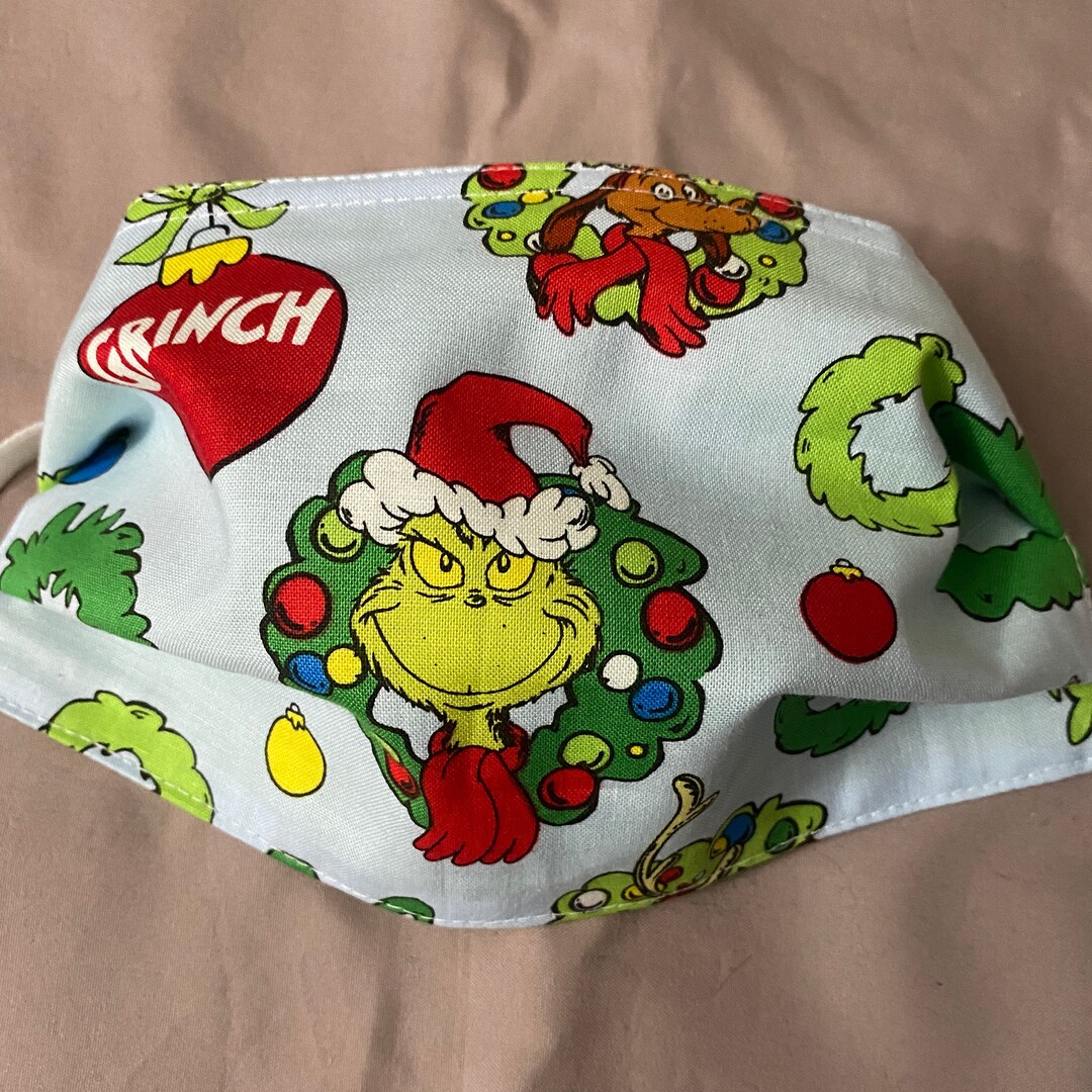 Grinch Christmas Wreath Face Cover With Adjustable Elastic Ear Loop - Etsy