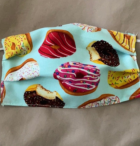 Donut print face mask face cover with adjustable elastic ear | Etsy