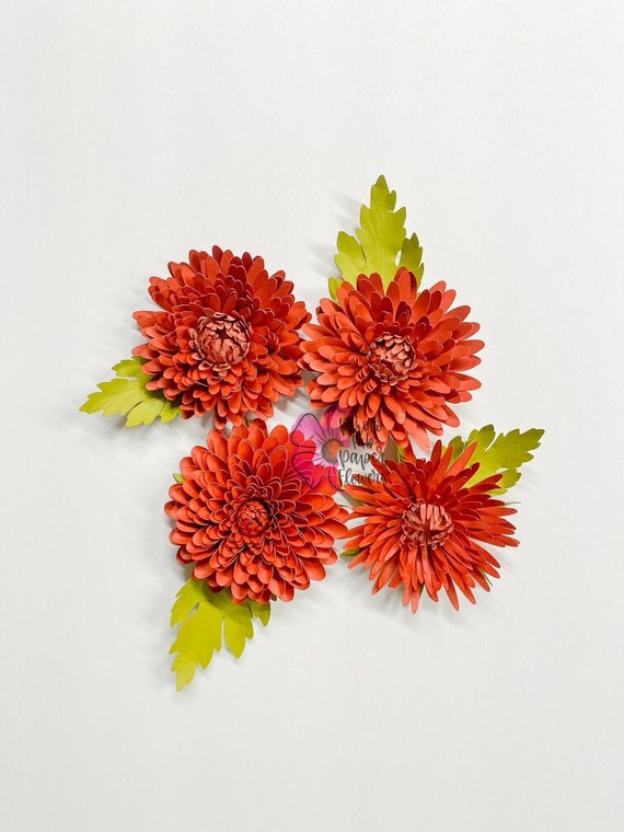 Chrysanthemum Mini Paper Flower Bundle Digital File PNG - Etsy