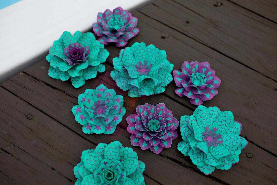 Under the Sea Mini Paper Flower Bundle Digital File PNG DXF SVG Paper ...