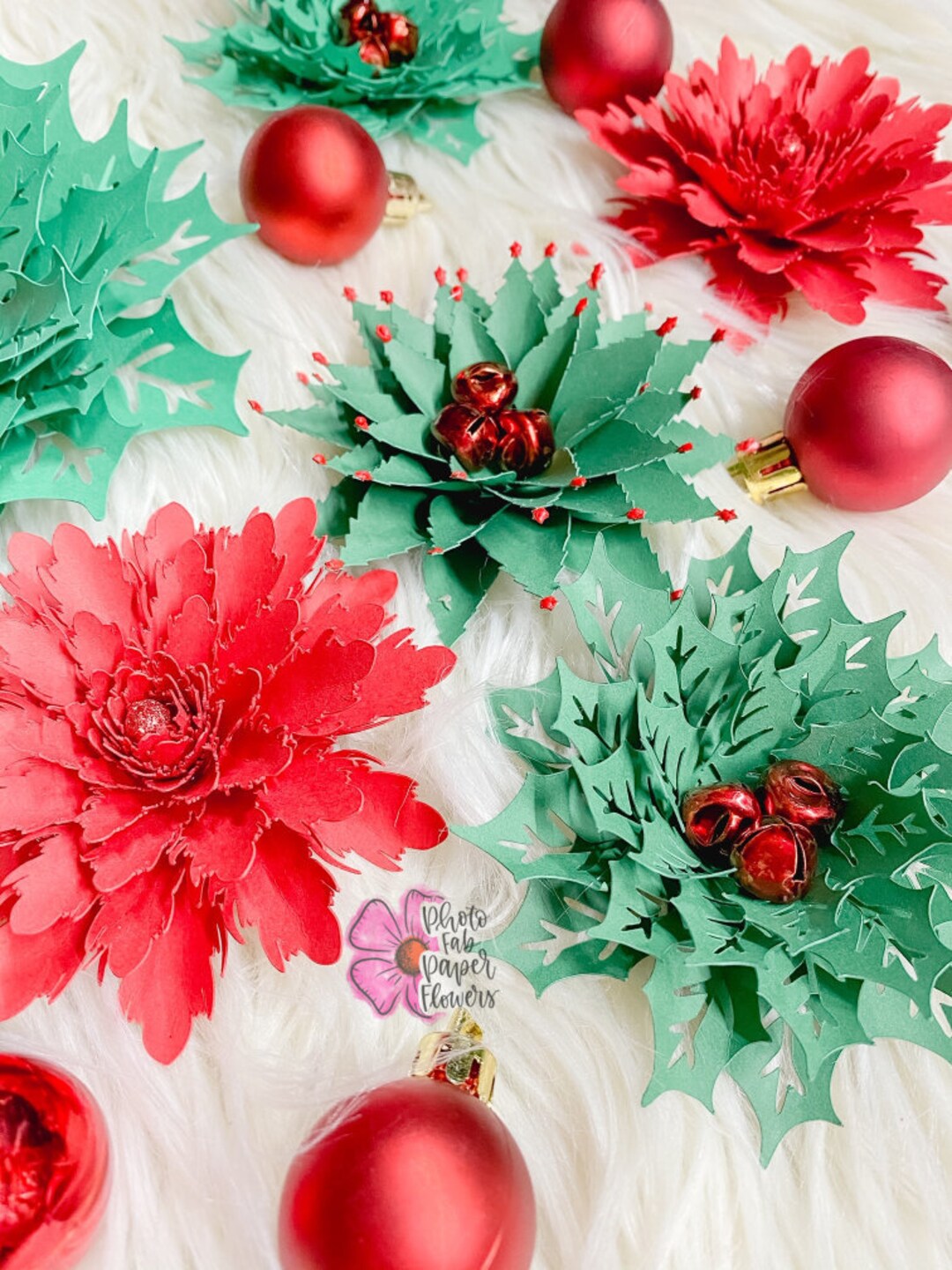 Christmas Mini Paper Flower Bundle Digital File | PNG | SVG | PDF ...