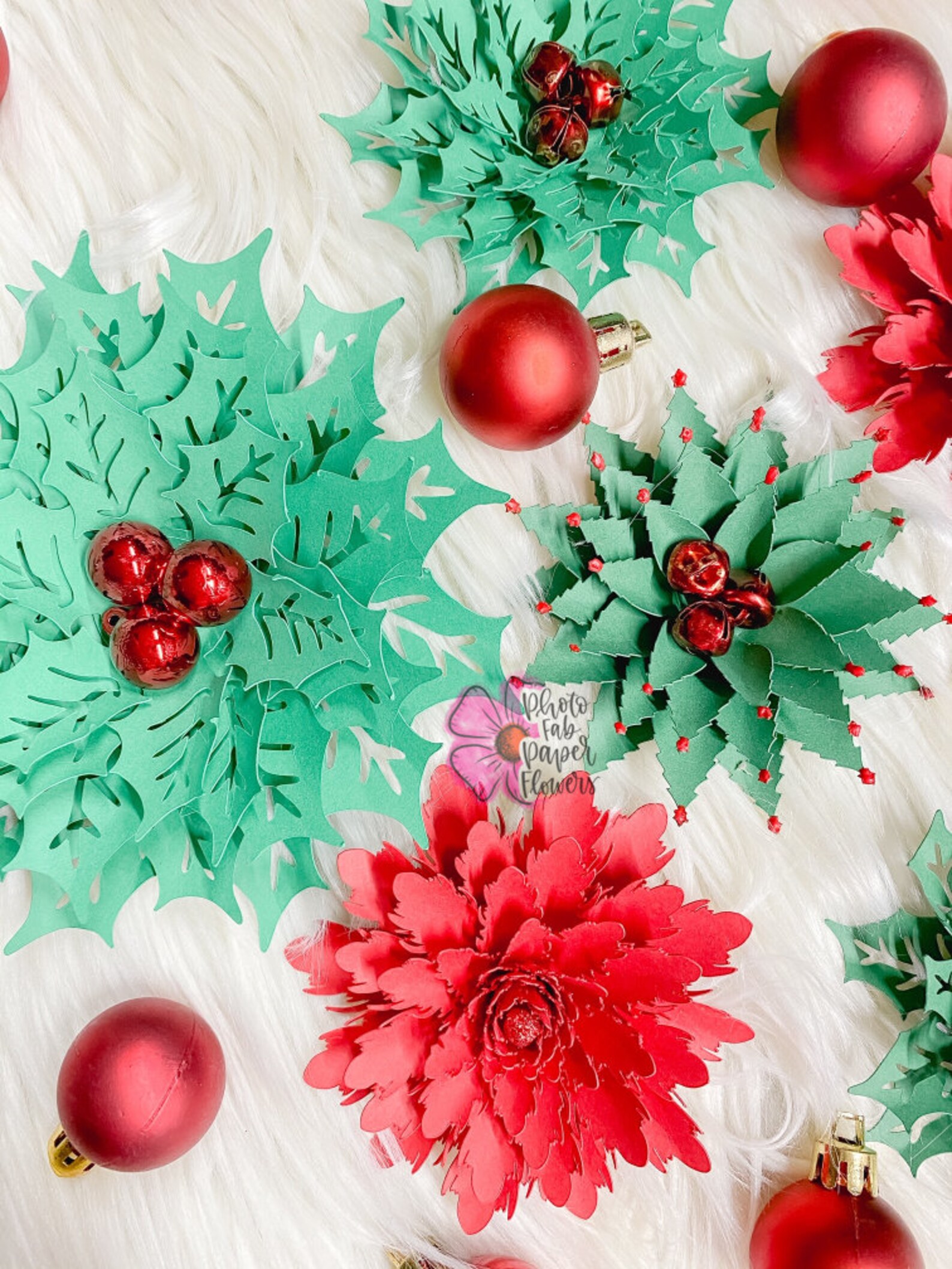 Christmas Mini Paper Flower Bundle Digital File | PNG | SVG | PDF ...