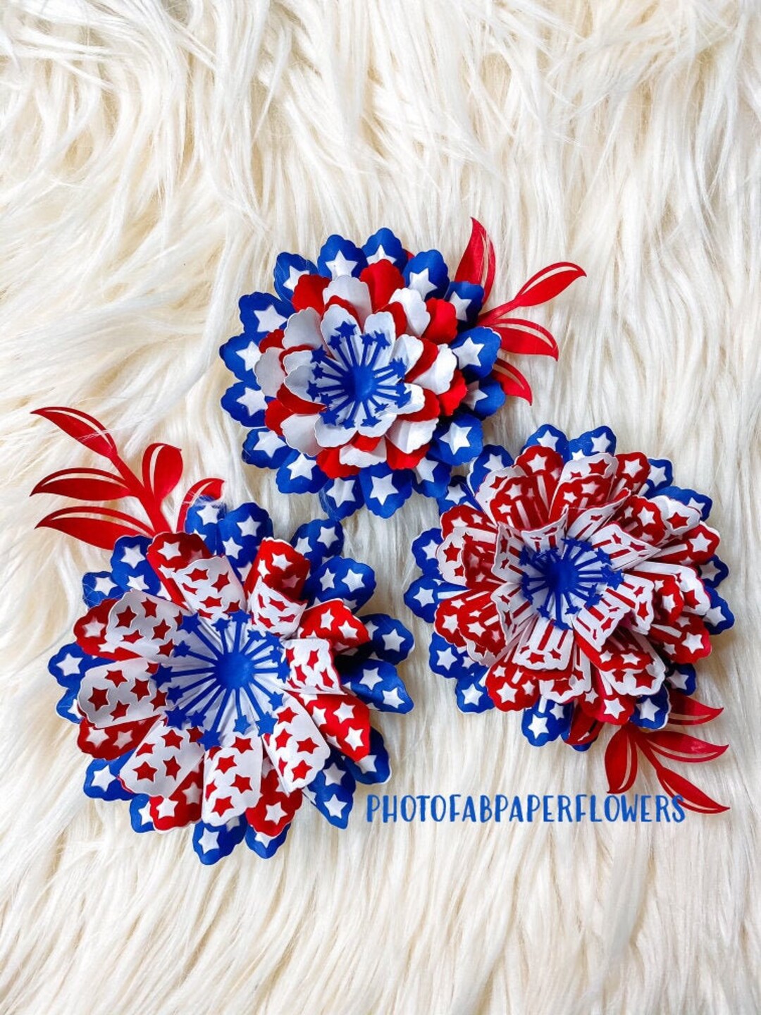 Patriotic Mini Paper Flower Bundle Digital File | PNG | SVG | Paper ...