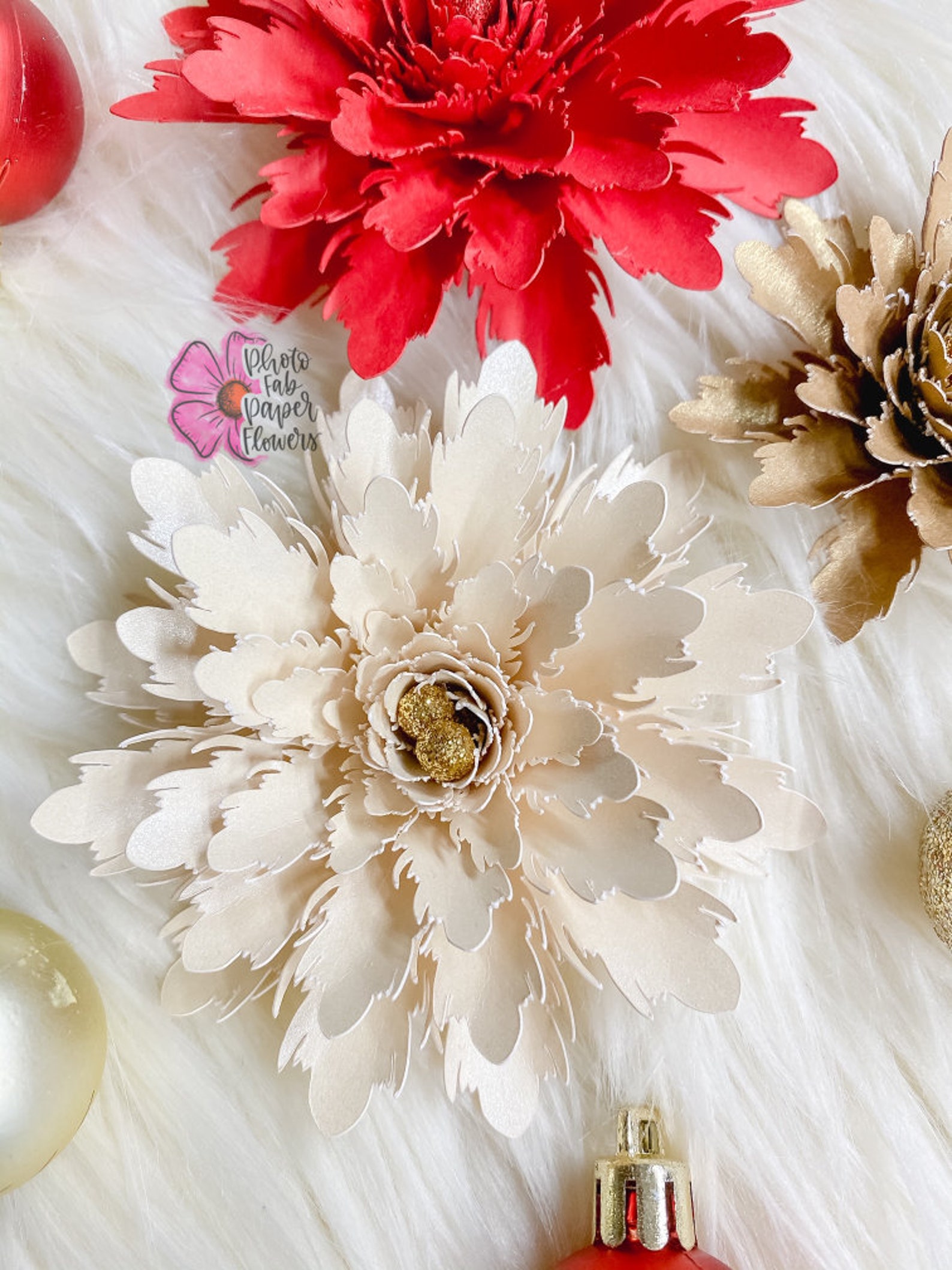 Christmas Mini Paper Flower Bundle Digital File | PNG | SVG | PDF ...