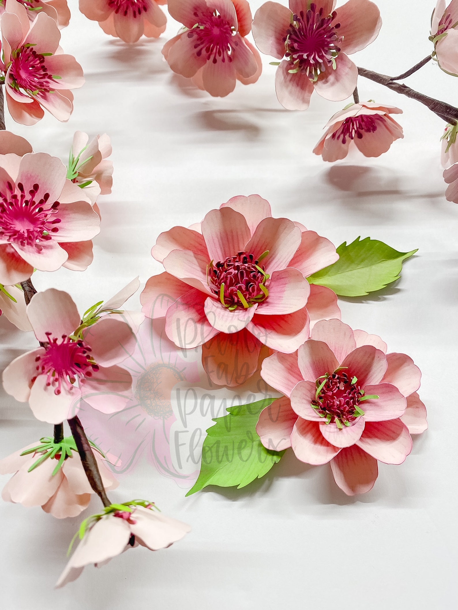 Cherry Blossom Mini Paper Flower Branch Digital File | PNG | SVG | DXF ...