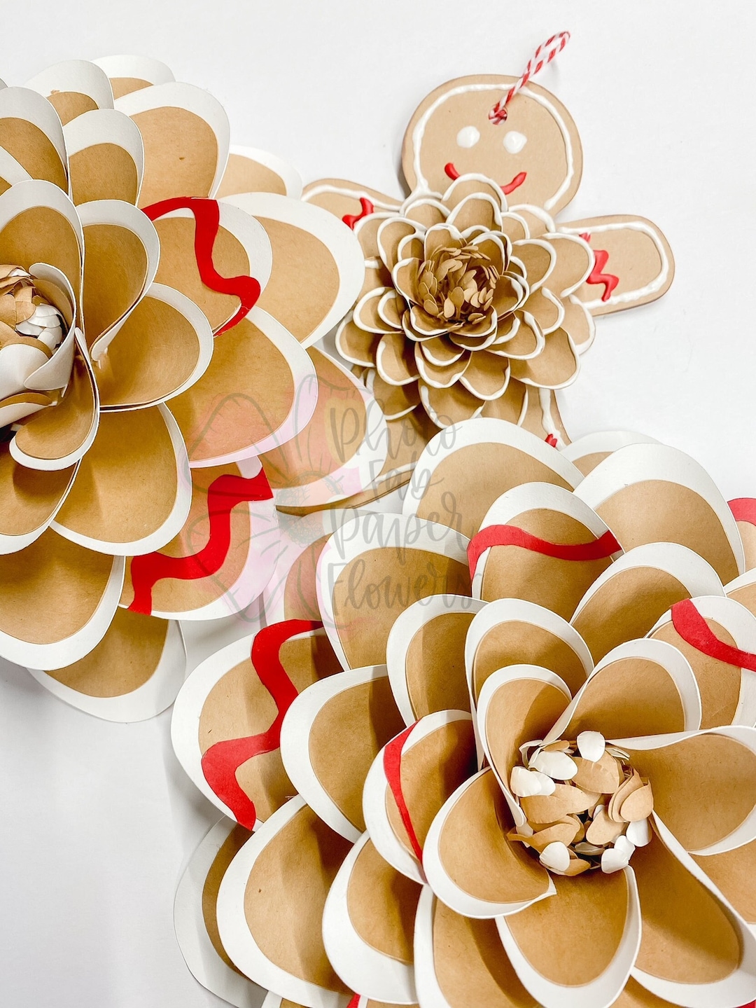 Gingerbread Mini Paper Flower Ornament Digital File | PNG | SVG | Paper ...