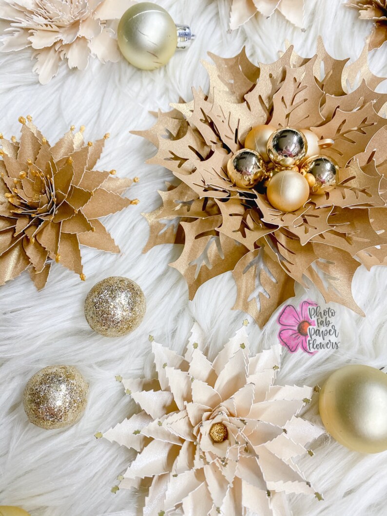 Christmas Mini Paper Flower Bundle Digital File | PNG | SVG | PDF ...