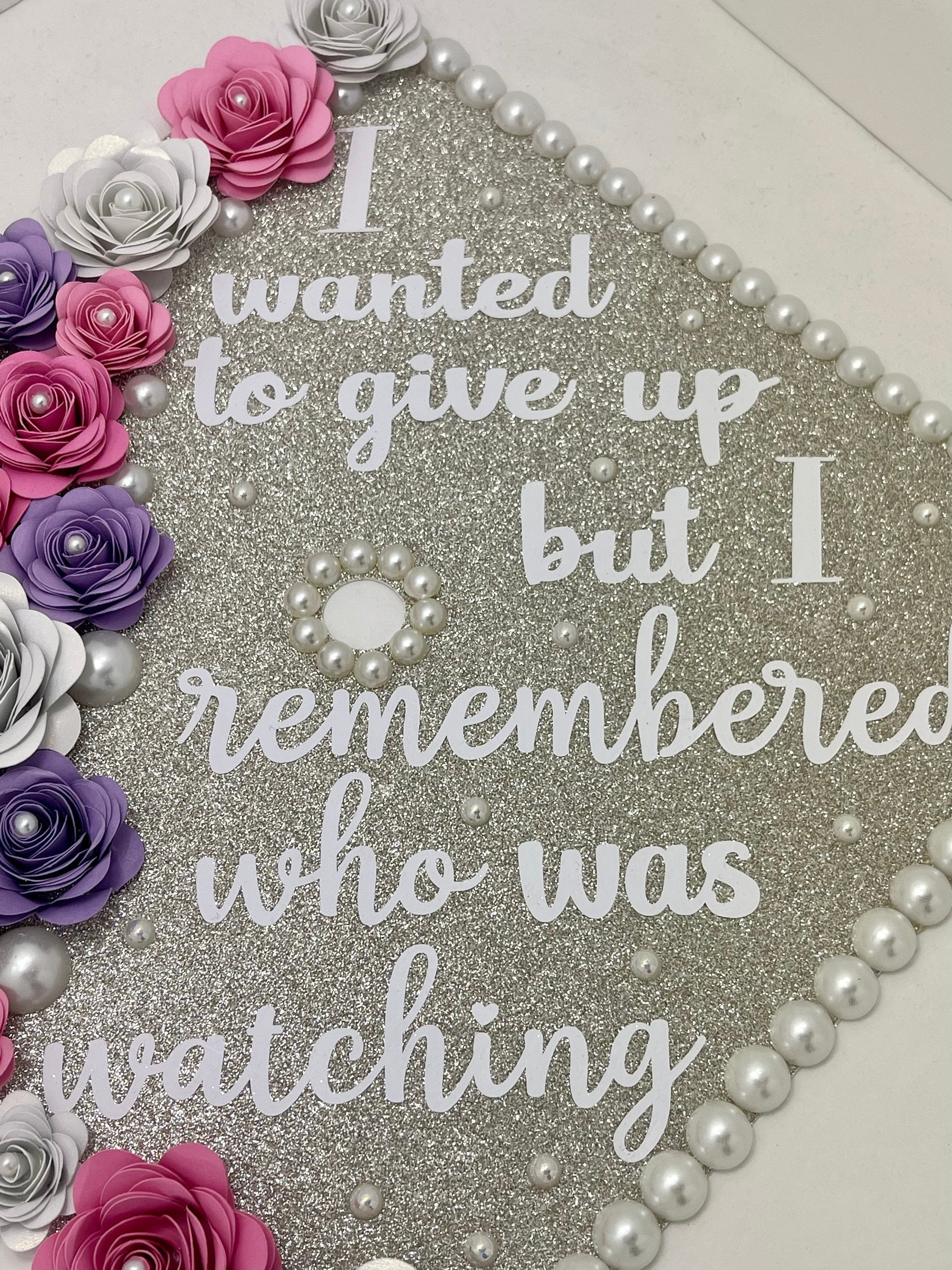 Custom Glitter Graduation Cap Topper With Paper Flowers & Pearls - Etsy