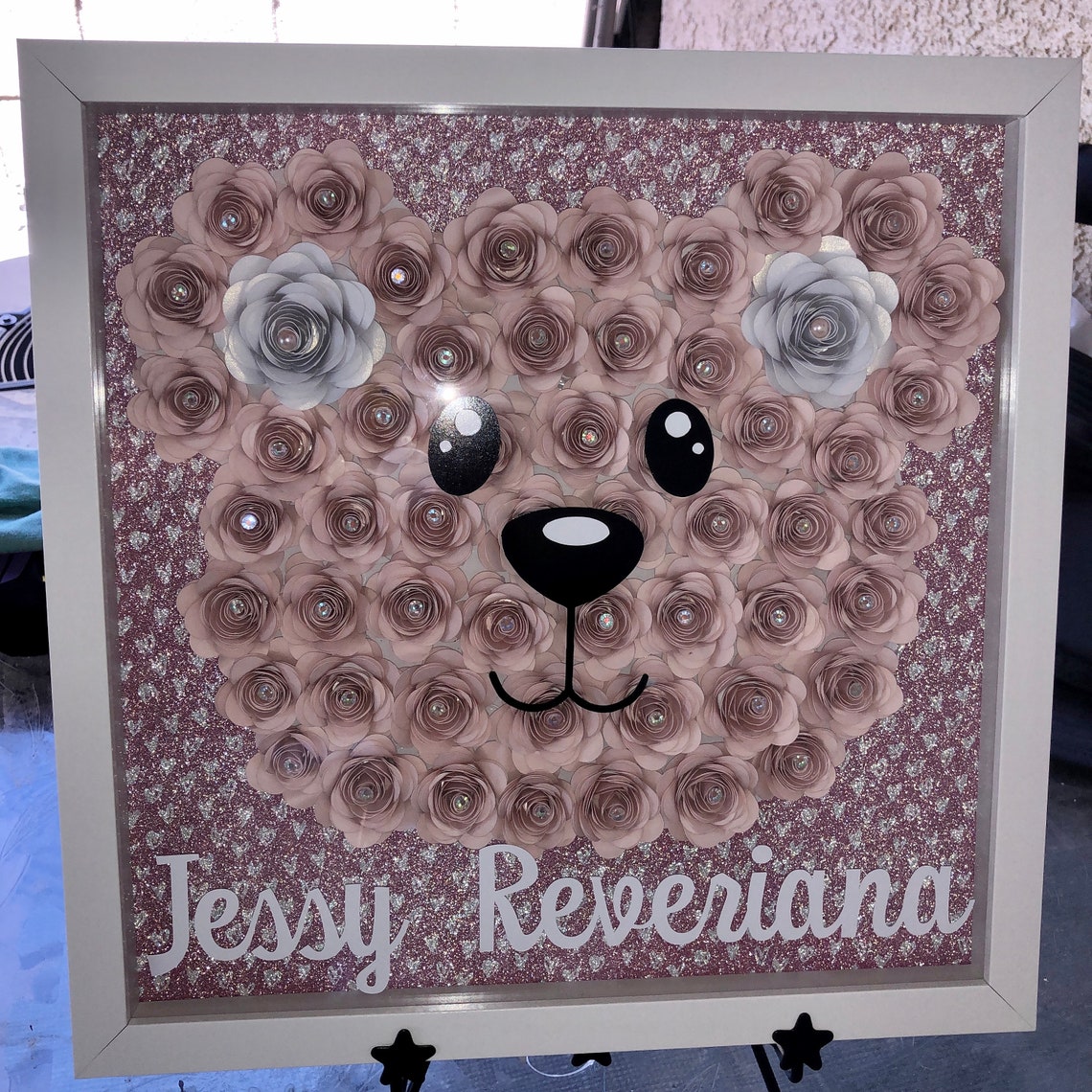 Teddy Bear Paper Flower Shadow Box - Etsy