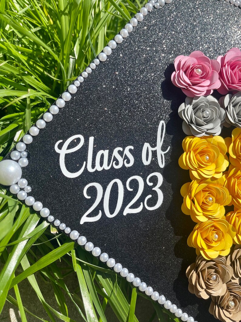 Graduation Cap Topper, Grad Cap, Custom Grad Cap, Flower Grad Cap ...