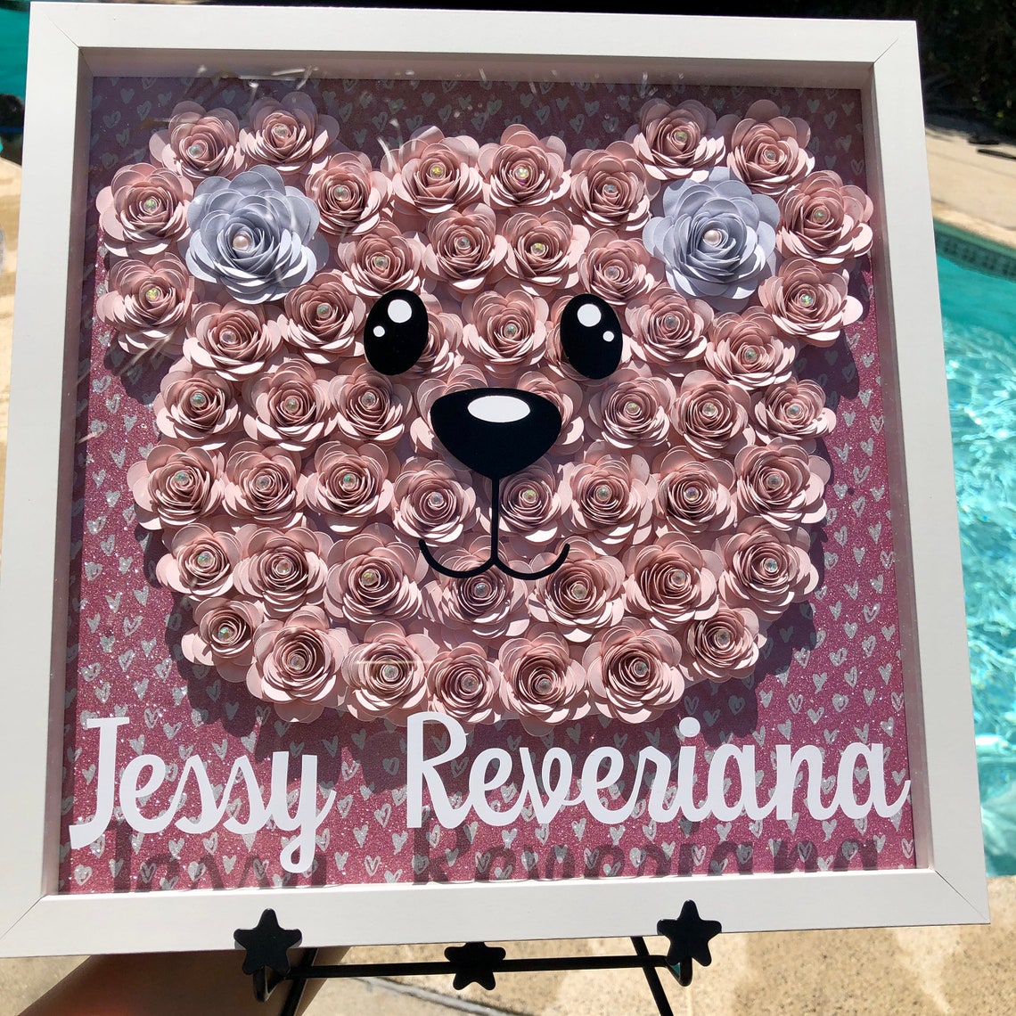 Teddy Bear Paper Flower Shadow Box - Etsy