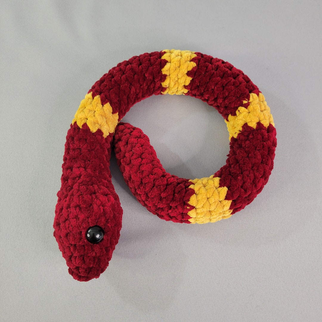Red and Yellow Snake Gift for Snake Lover Crochet Plushie Amigurumi ...
