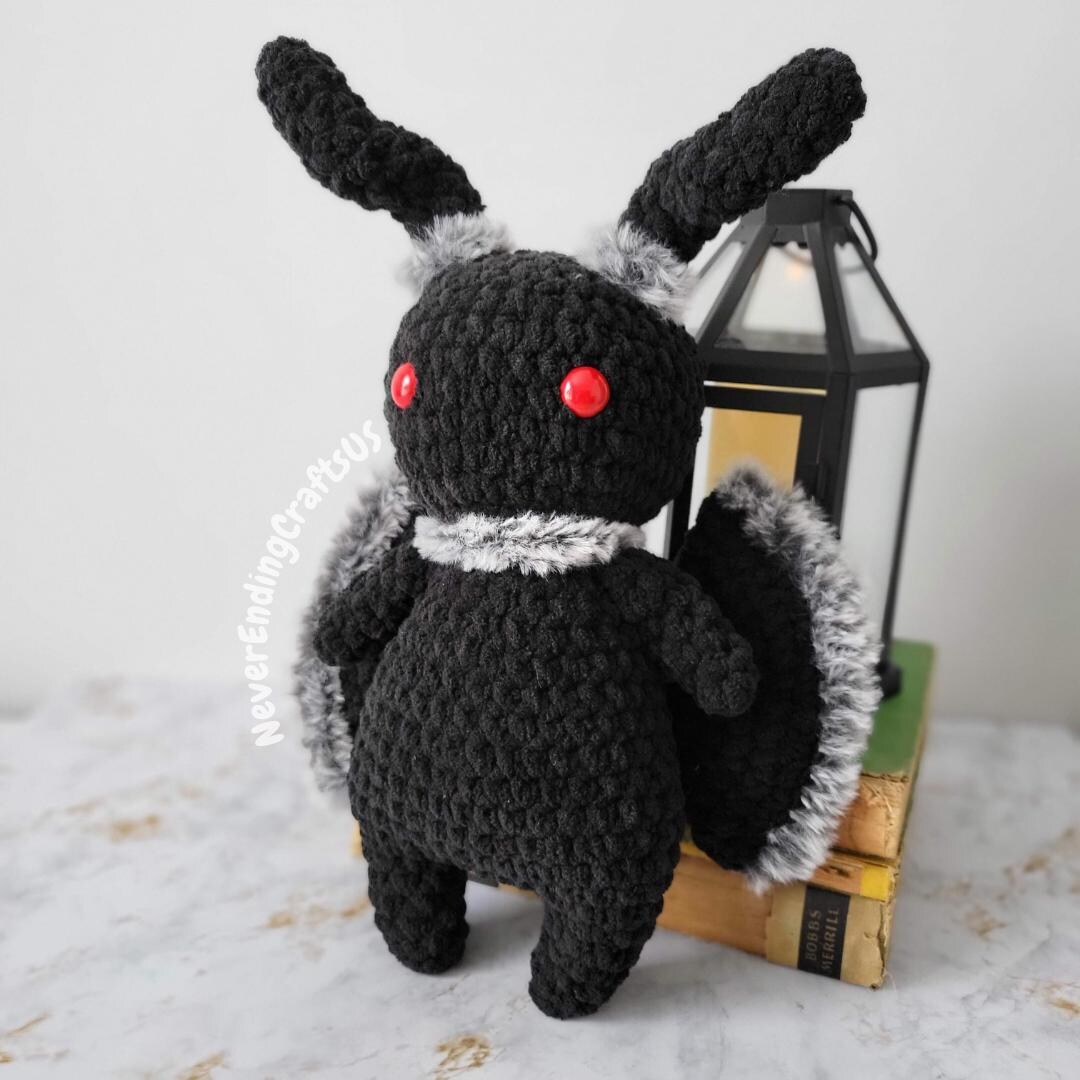 Handmade Crochet Mothman Plush | One of a Kind Cryptid Amigurumi | Fiction and Fantasy Stuffed ...