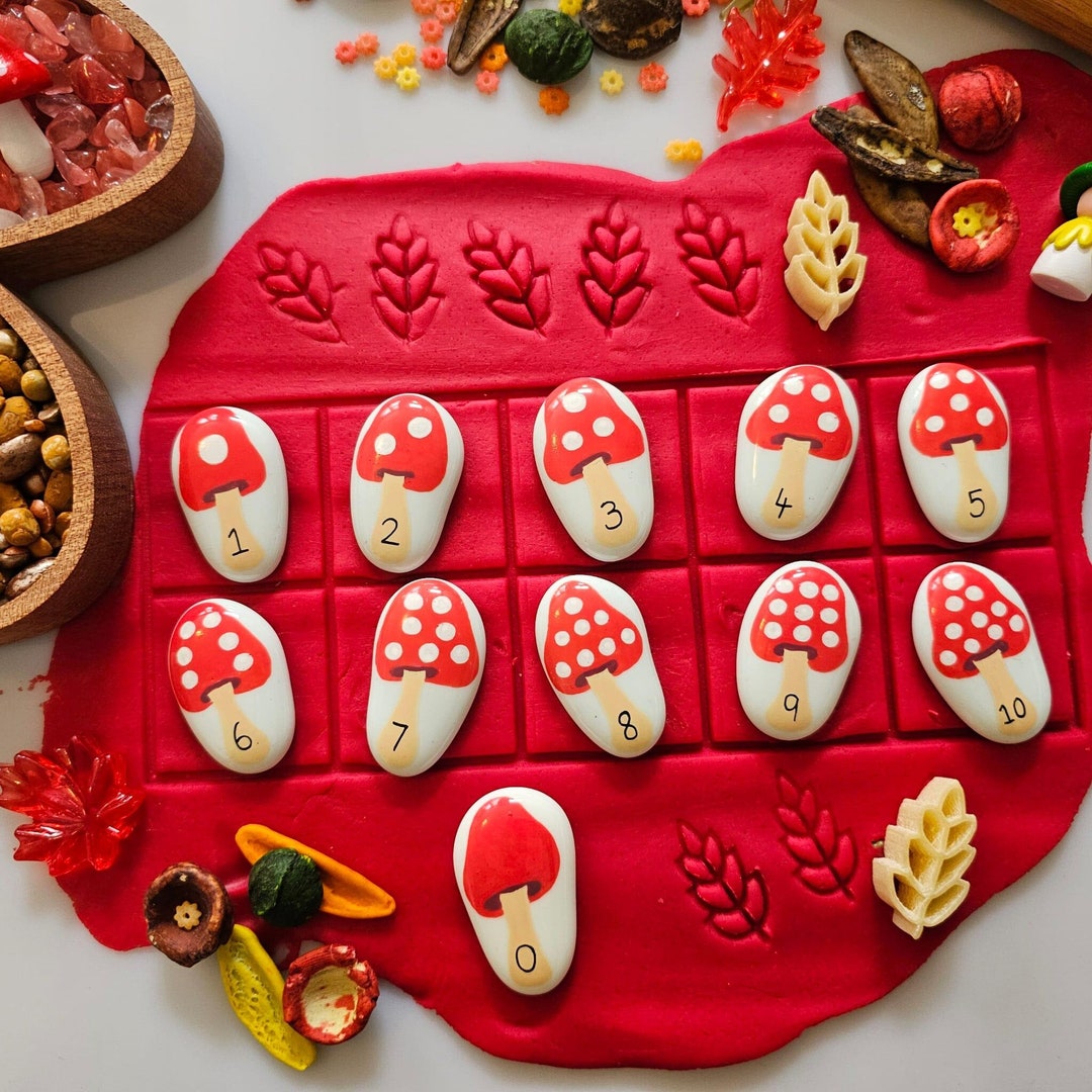Toadstool Number Counting Pebbles, Autumn Sensory Play, Loose Parts ...