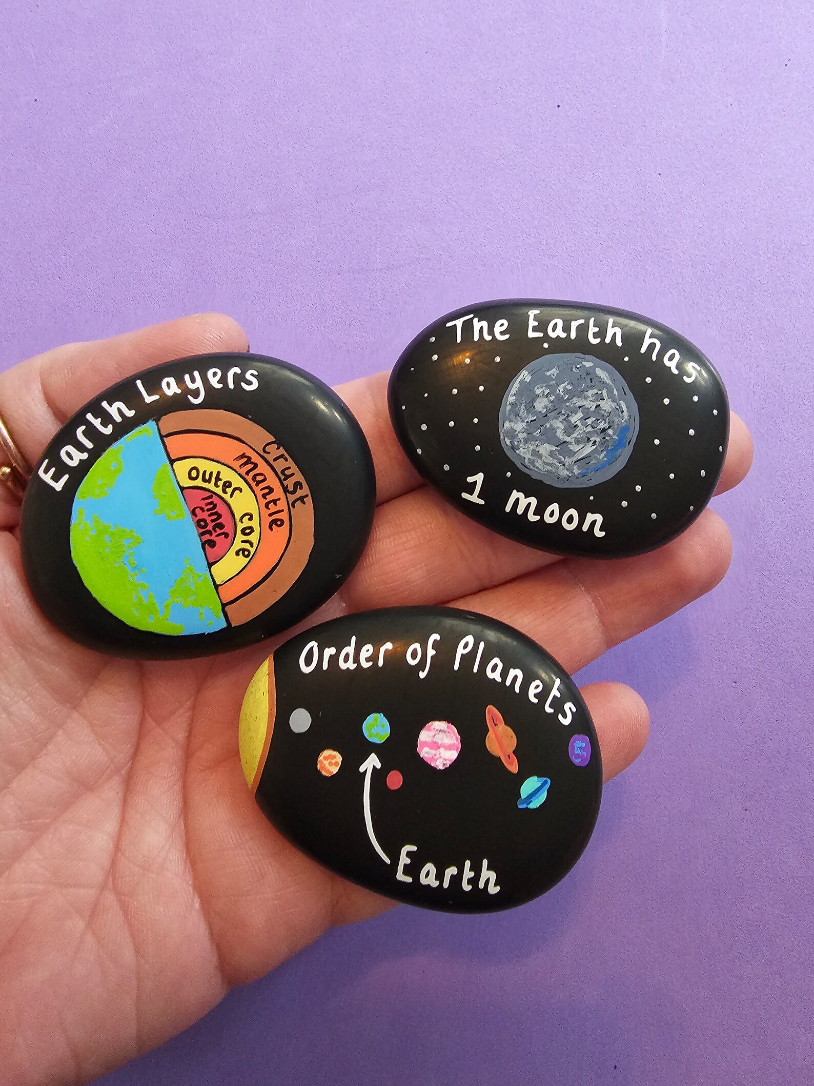 Earth and Space Facts Painted Pebbles . Space . Solar System Gifts ...
