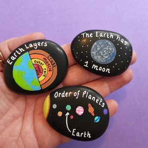 Earth and Space Facts . Painted Pebbles . Story Stones. Space Gifts ...