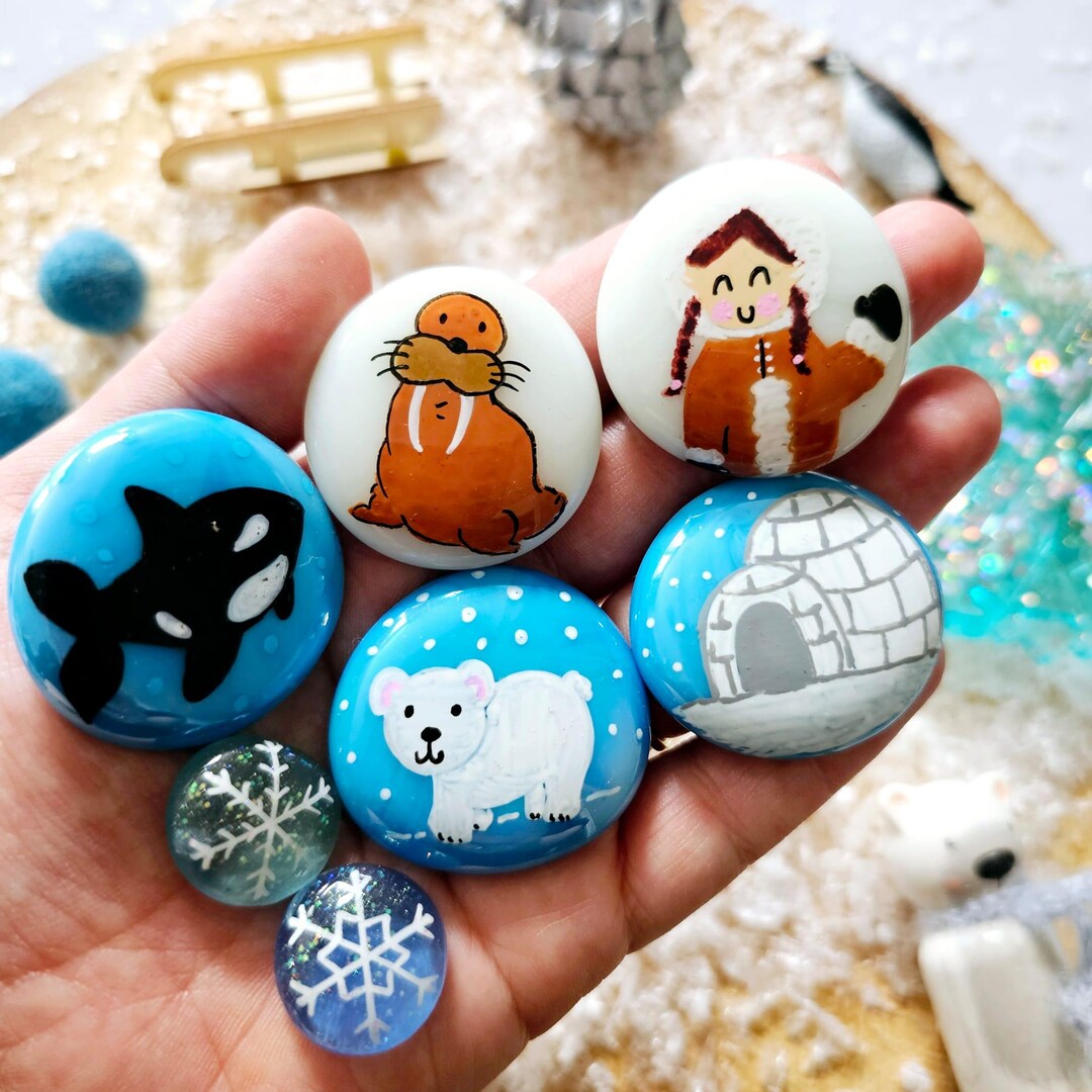 Arctic Painted Pebble Set , Arctic Animals . Eyfs. Small World , Inuit ...