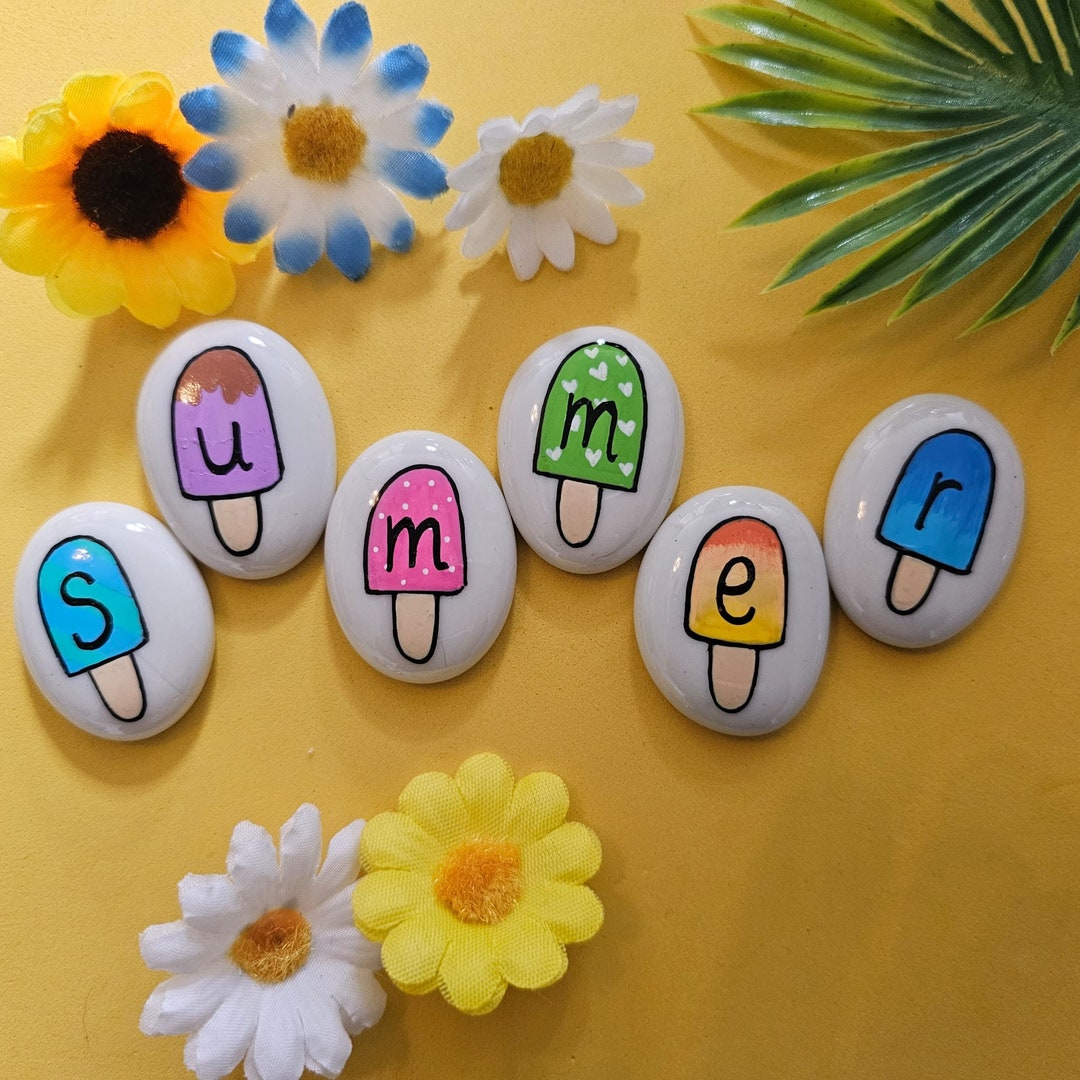 Summer Lolly Alphabet Letter Pebbles, Hand Painted, Spellings, Literacy ...