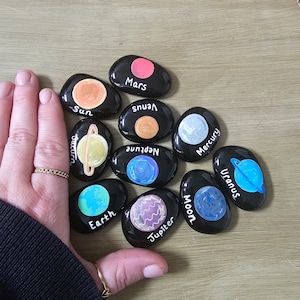 Mini Planet Painted Pebbles . Astrology Gift. Solar System . Space ...