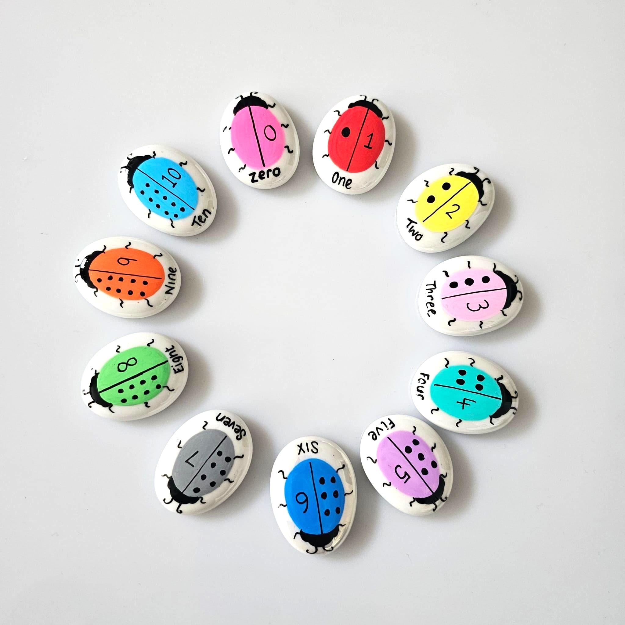Painted Number Colour Counting Bug Pebbles. EYFS . Mathematics - Etsy UK
