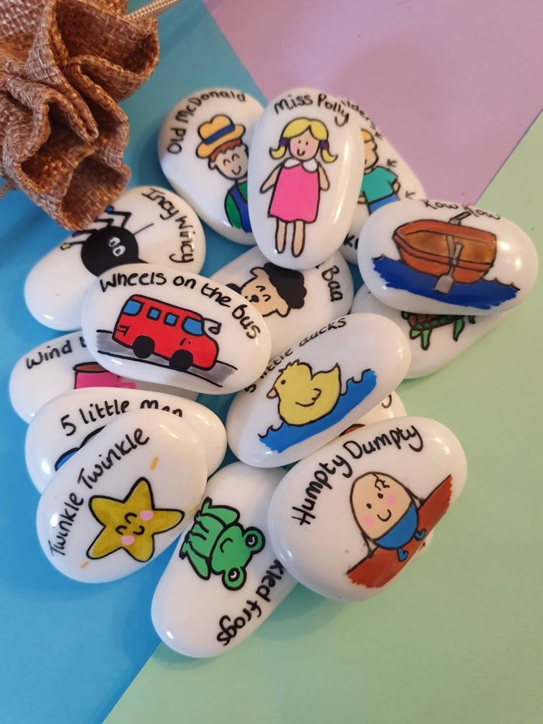 Nursery Rhyme Stones What Shall We Sing Educational Fun - Etsy UK