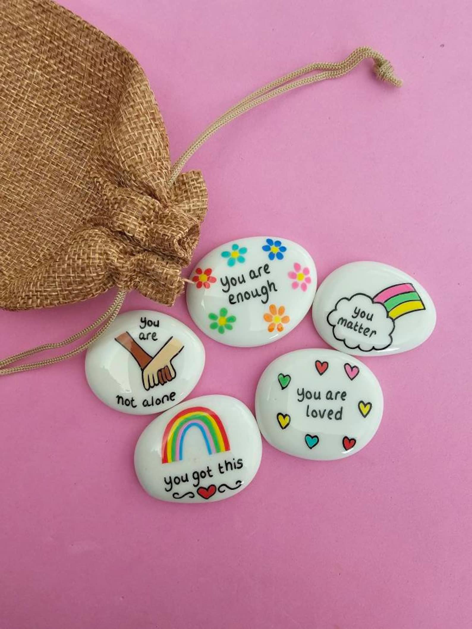 Hand Painted Positivity Pebbles . Mental Health Comfort Stones ...