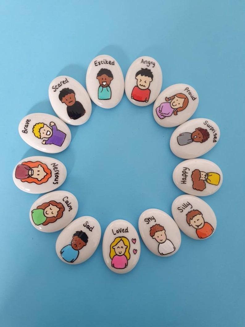 Emotion Feelings Painted Pebbles for Early Years Learning - Etsy UK