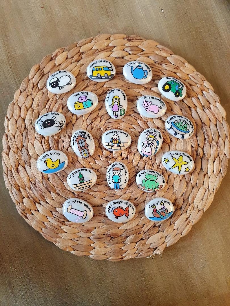Nursery rhyme stones what shall we sing Educational fun | Etsy