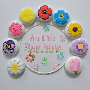 Painted Flower Story Pebbles, Garden Play Resources, Nature Hunt Stones ...