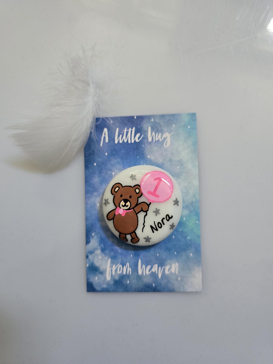 Teddy Bear Balloon Memorial Painted Pebble Gift , Keepsake , Heavenly ...