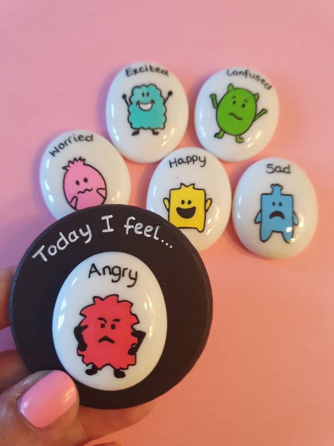 Mini Mood Monsters Set With Feelings Pebble . Children's Emotions ...