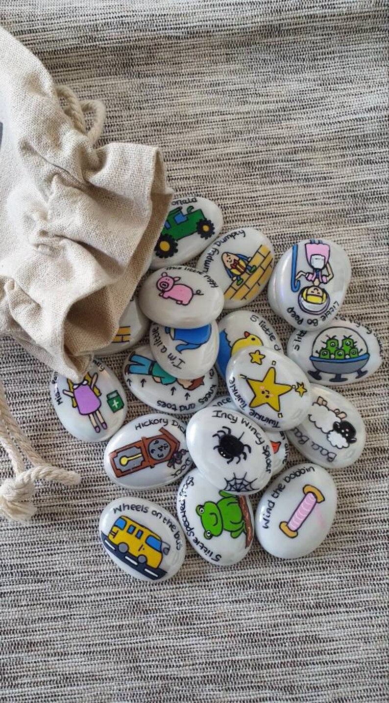 Nursery rhyme stones what shall we sing Educational fun | Etsy